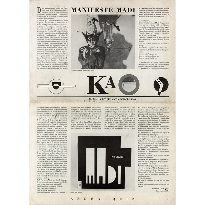 Carmelo Arden Quin, KaO, Kanal Magazine, octobre 1989