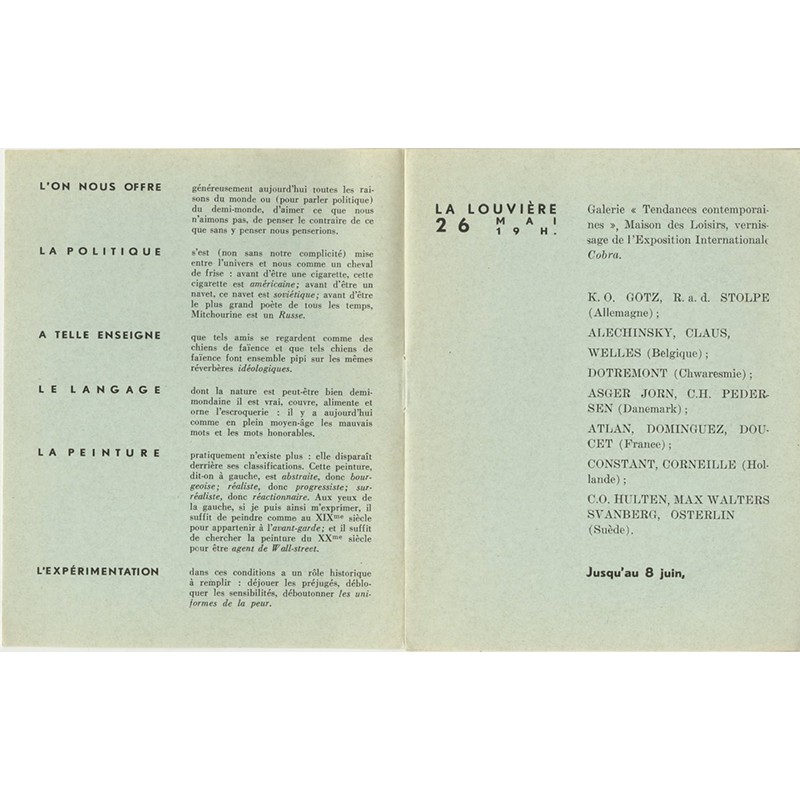 Christian Dotremont, Manifestations Cobra, 1950